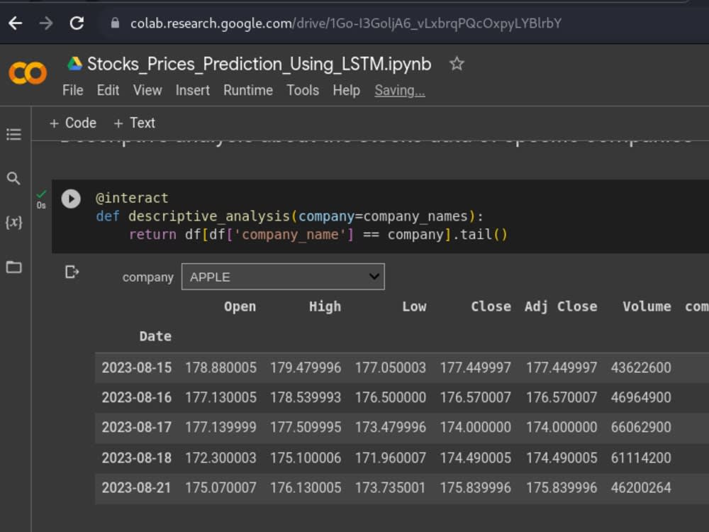 A machine learning model that automates stock prices forecasting. | Upwork