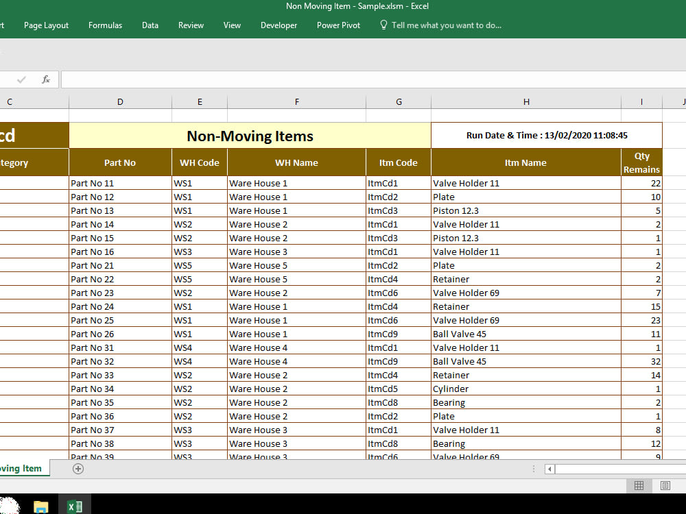 Non-Moving Item Report From SAP B1 Hana Using Excel VBA | Upwork