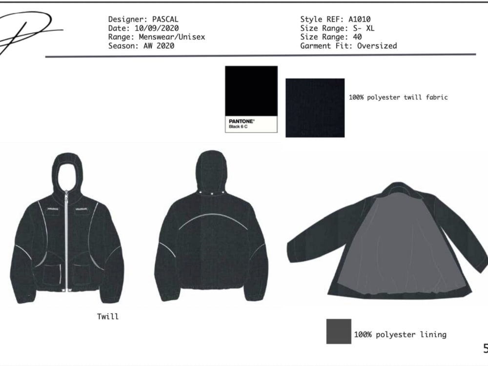 A completed specification pack for fashion garments | Upwork