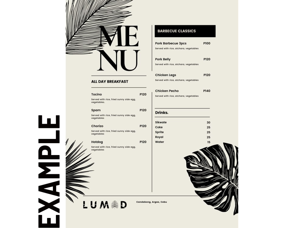 An eye-catching, attractive, modern menu design. | Upwork