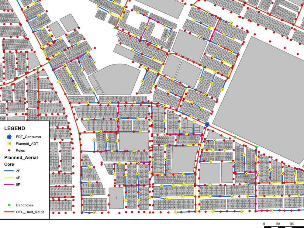 FTTH,FTTC,FTTP,FTTx,HLD,LLD,OSP, Splicing Plan Through GIS Technique | Upwork