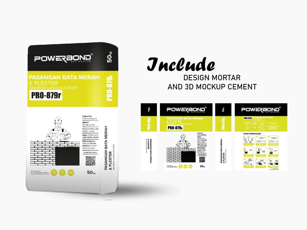 Packaging bag cement portland mortar design 3d mockup revision ...