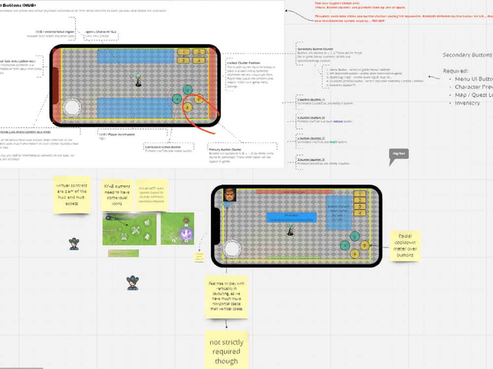 Game design documentation, UI/UX designs, and game data tables/files ...
