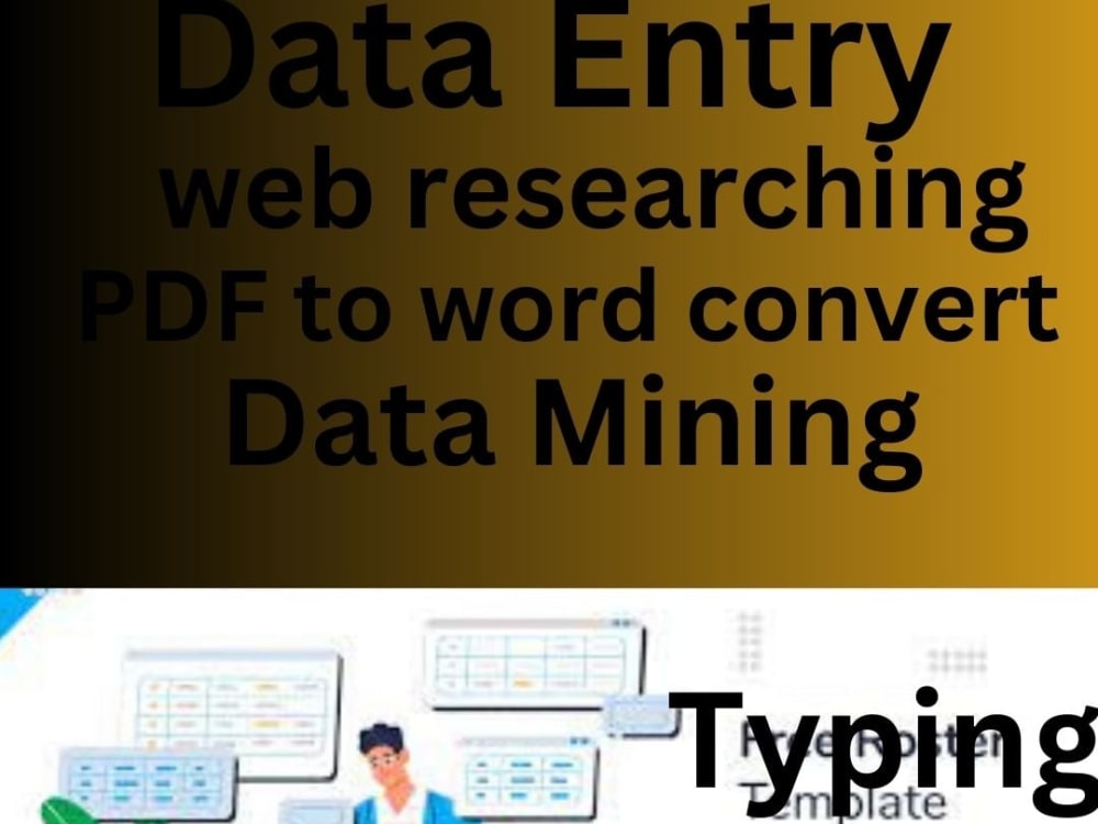 Data entry Excel, web research, typing, copy paste & data mining | Upwork