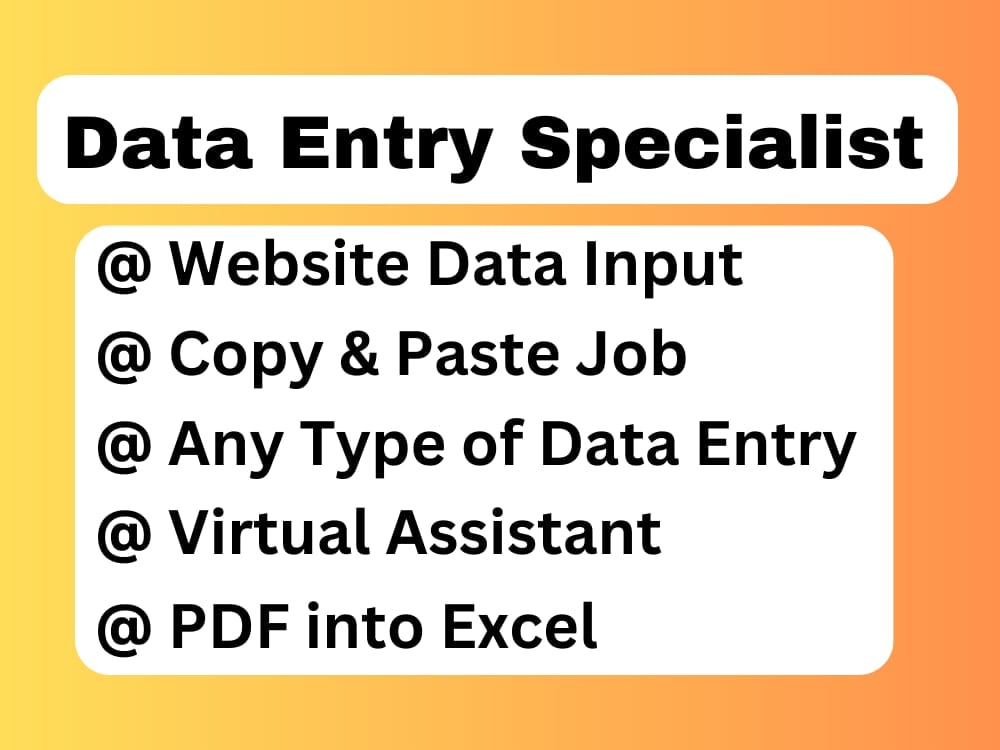 Excel data entry, word data entry, data input, and data typing in 24 hours | Upwork