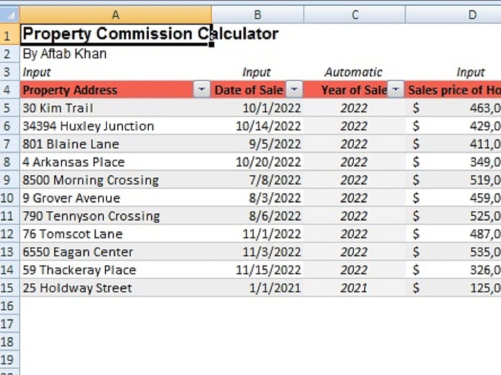 Real Estate Commissions Tracker | Upwork