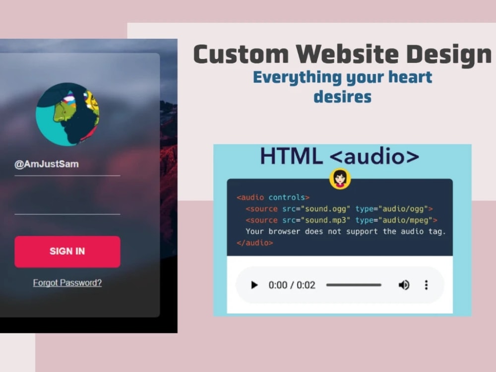 Any website type you wish with custom design | Upwork