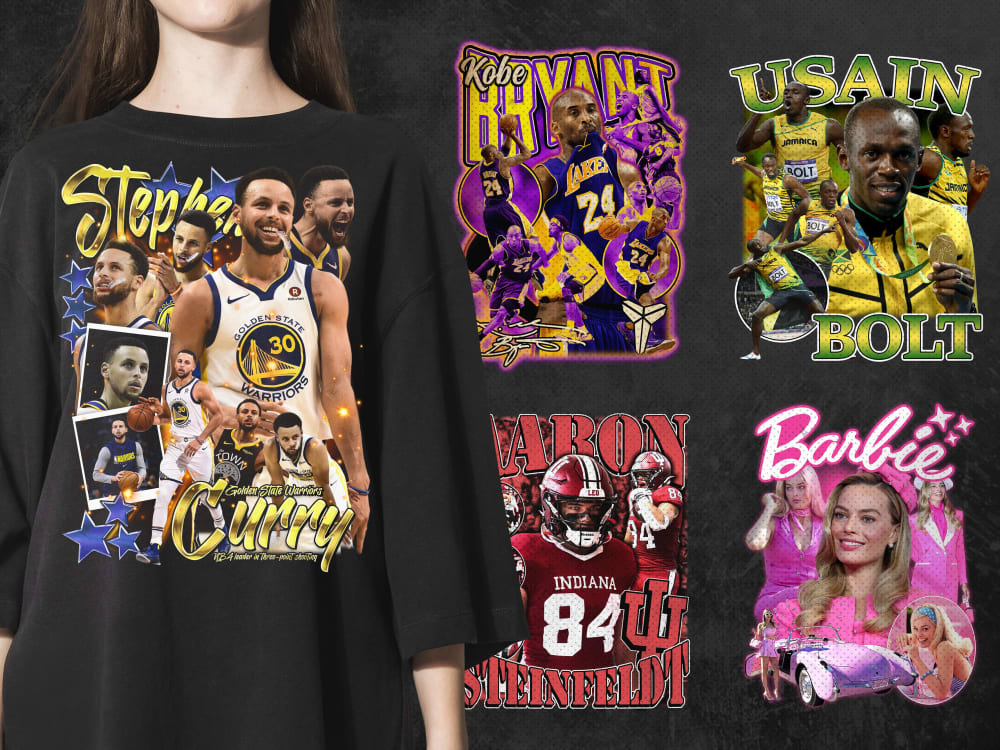 I will design bootleg tee t-shirt , 90s vintage rap shirt | Upwork