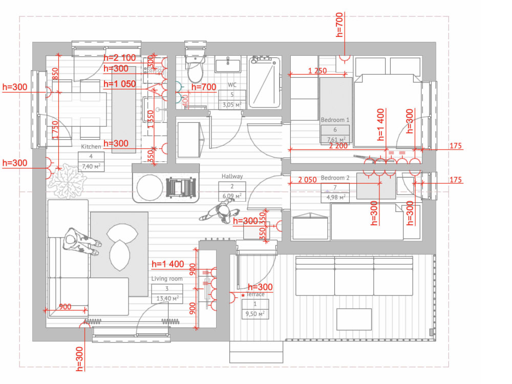 A building plan with all the details that match your wishes. | Upwork