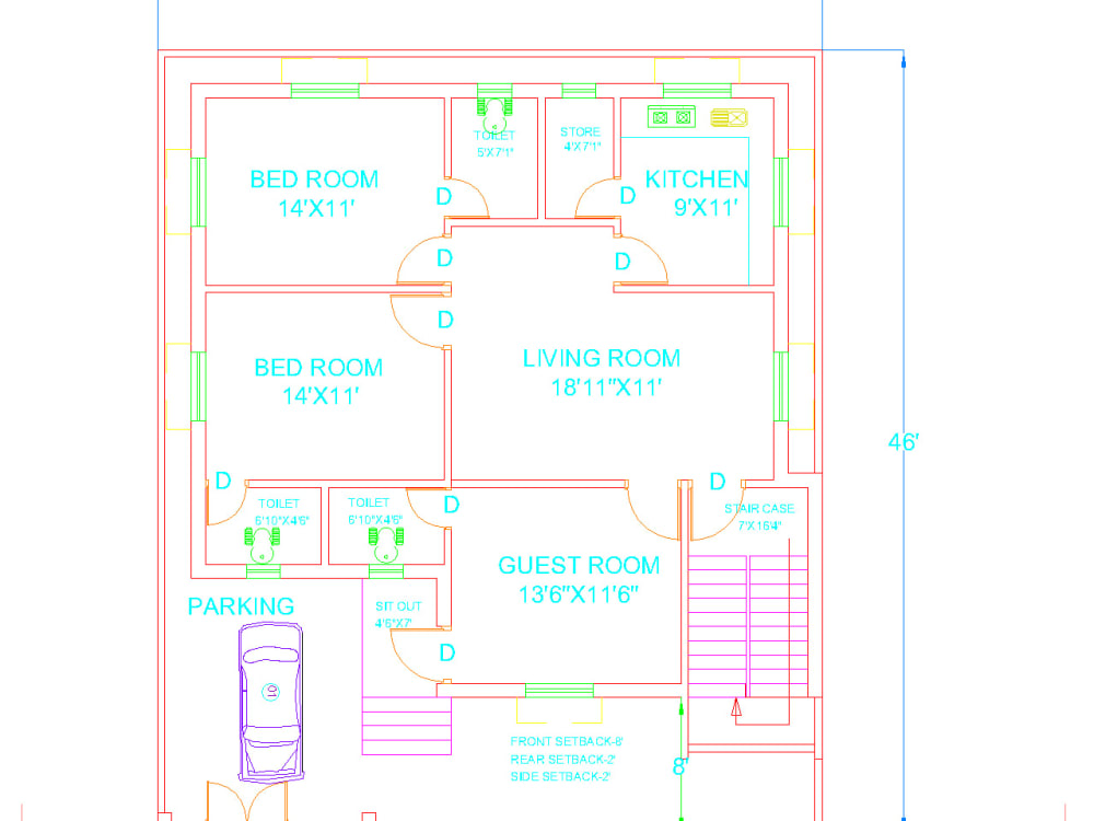 Draw 2d floor plan in auto cad from pdf are scatch | Upwork