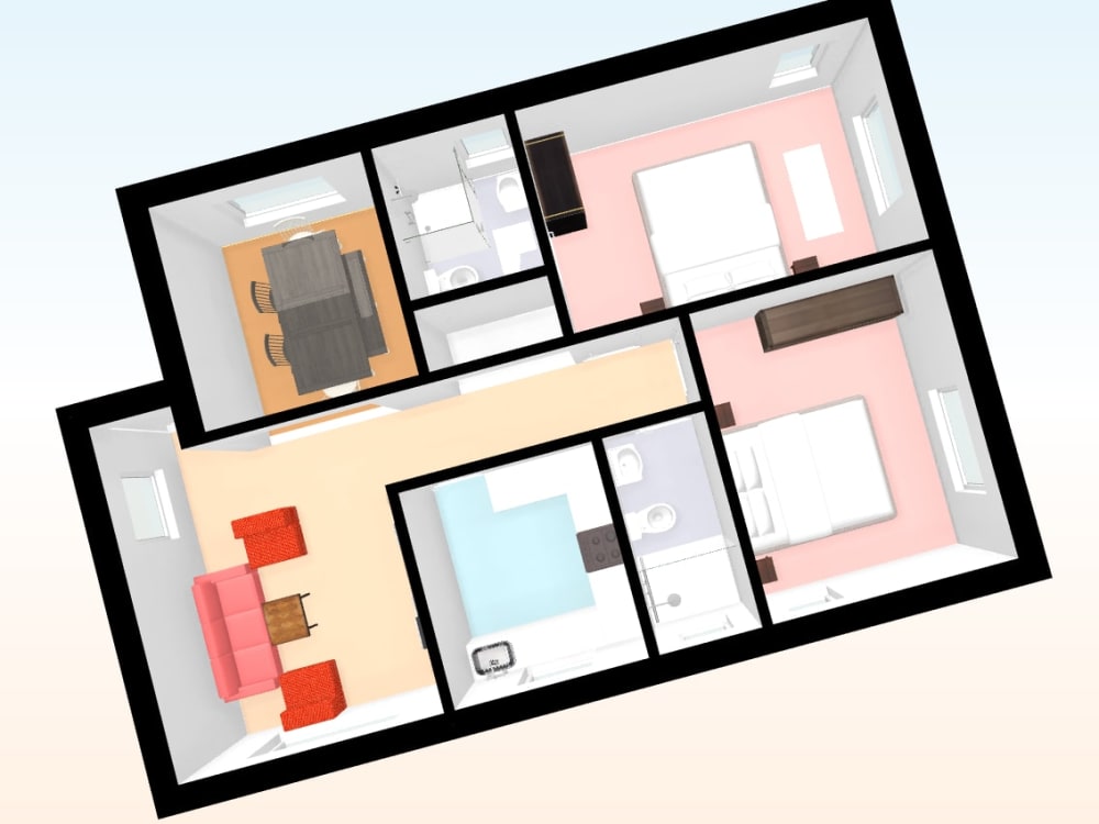 Redraw 2D, 3D real estate house floor plan design by Floorplanner, SketchUp | Upwork