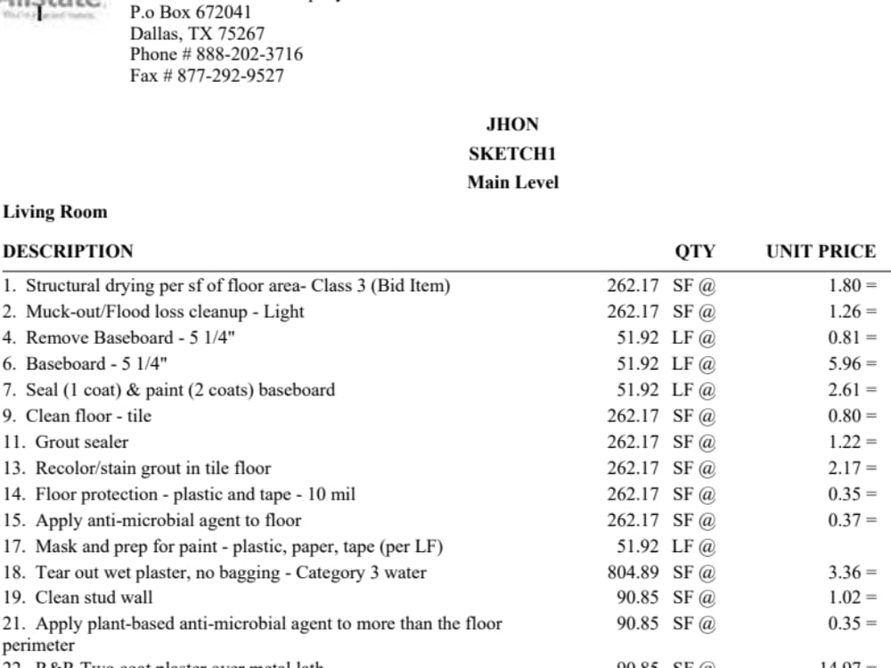 Your claim estimate with a sketch on Xactimate | Upwork