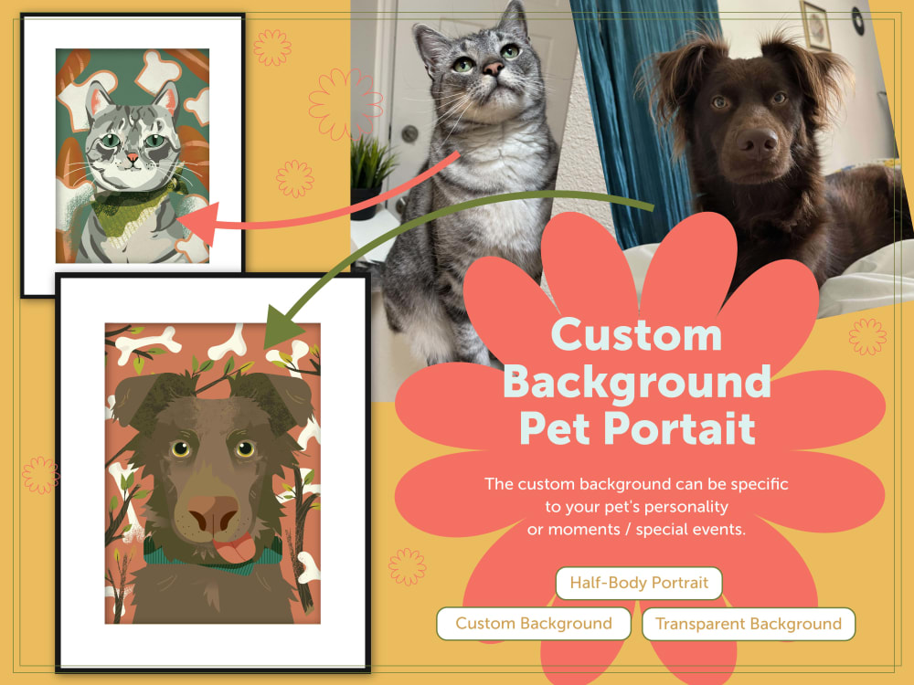 A vector pet portrait illustration | Upwork