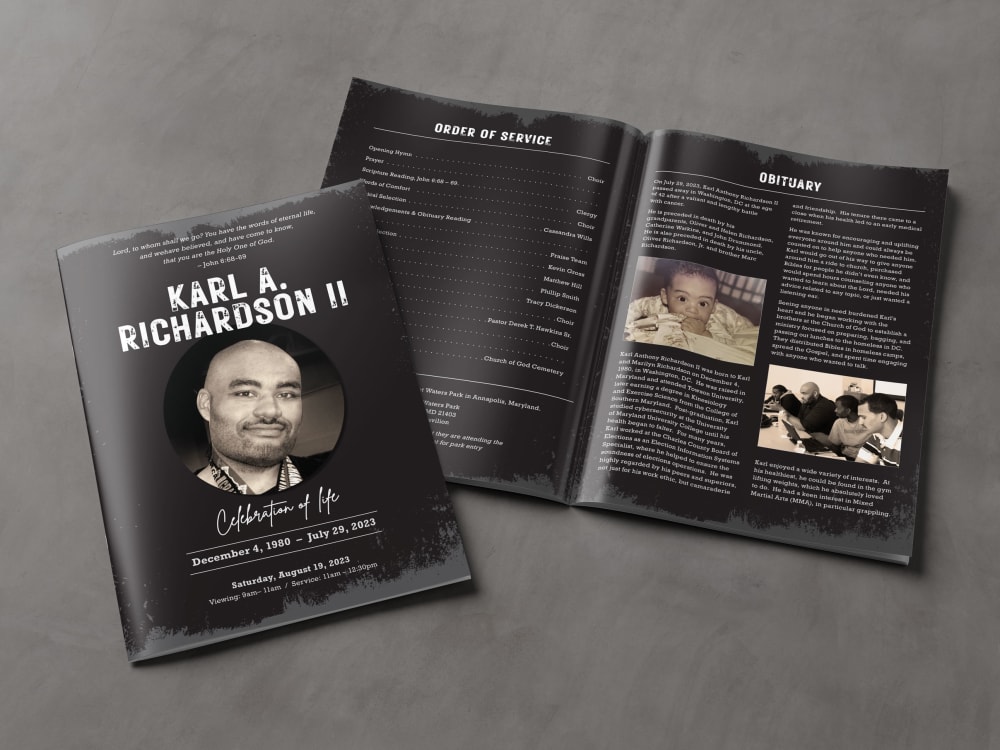 A beautiful funeral program/memorial booklet to celebrate your loved ...