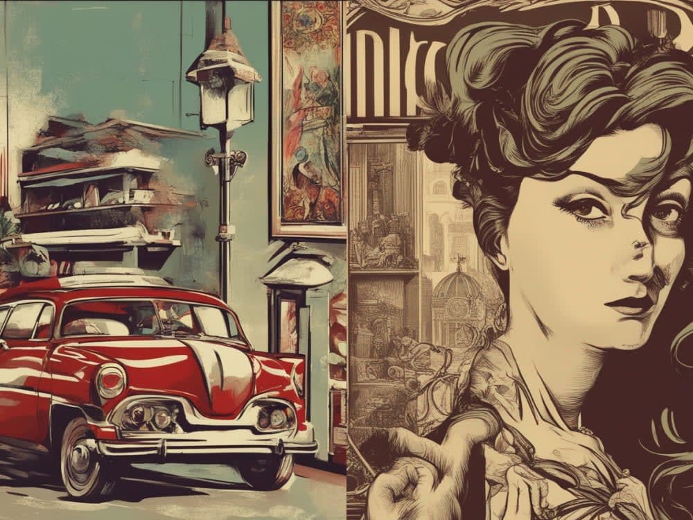 Recto vintage art comic minimalist illustration cover art, rectro ...