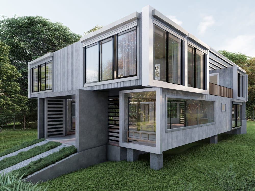 A 3d model CGI for a container house cafe or restaurant | Upwork