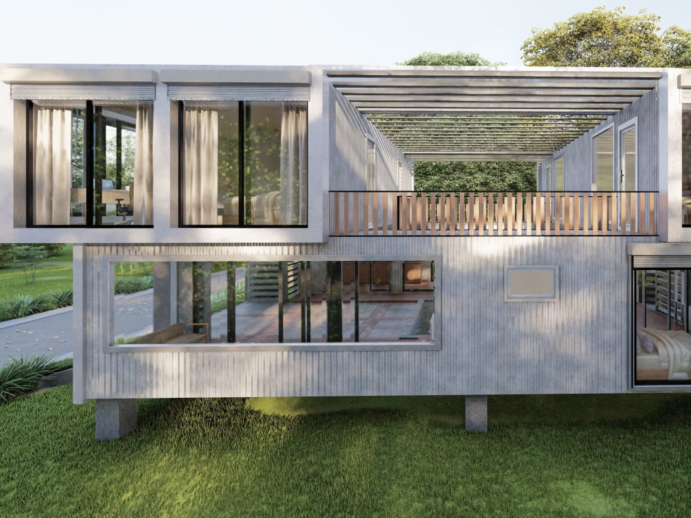 A 3d model CGI for a container house cafe or restaurant | Upwork