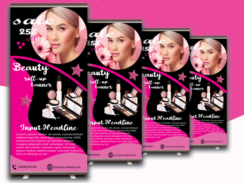 A professional cosmetics roll-up/pull-up banner, designed in 24 hrs ...