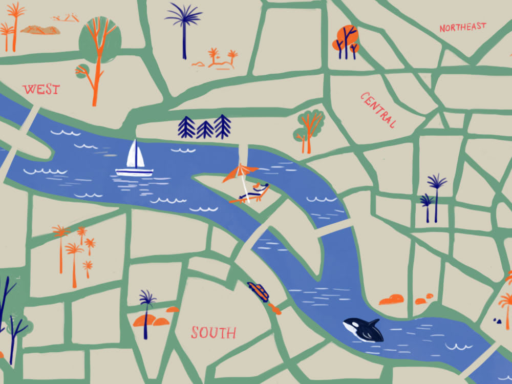 Cute detailed and colorful map illustration | Upwork