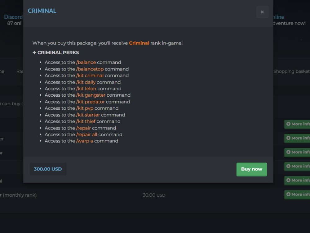 Minecraft/... store based on CraftingStore/Tebex 🛒 | Upwork