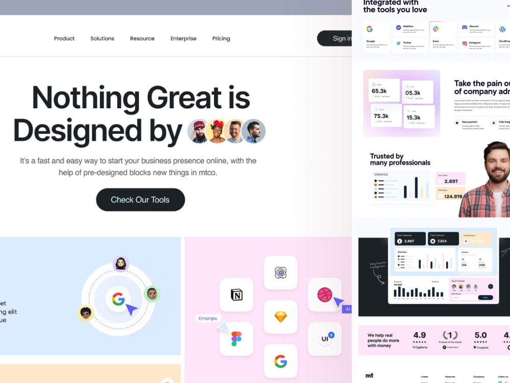 A clean Landing page, Website UI, Web app and dashboard UI design in figma | Upwork