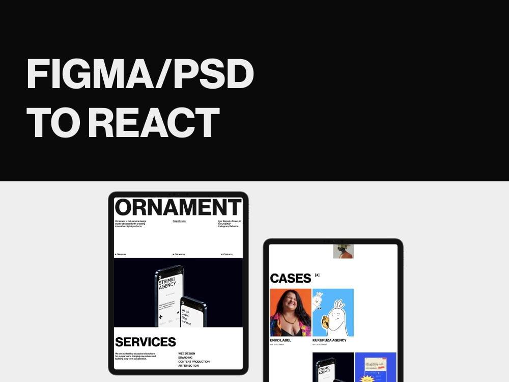 A Figma/PSD/XD design converted to a responsive pixel-perfect REACT | Upwork