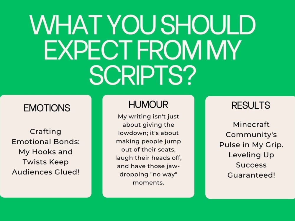 Scripts for a Minecraft Channel that Rocks and Rolls | Upwork