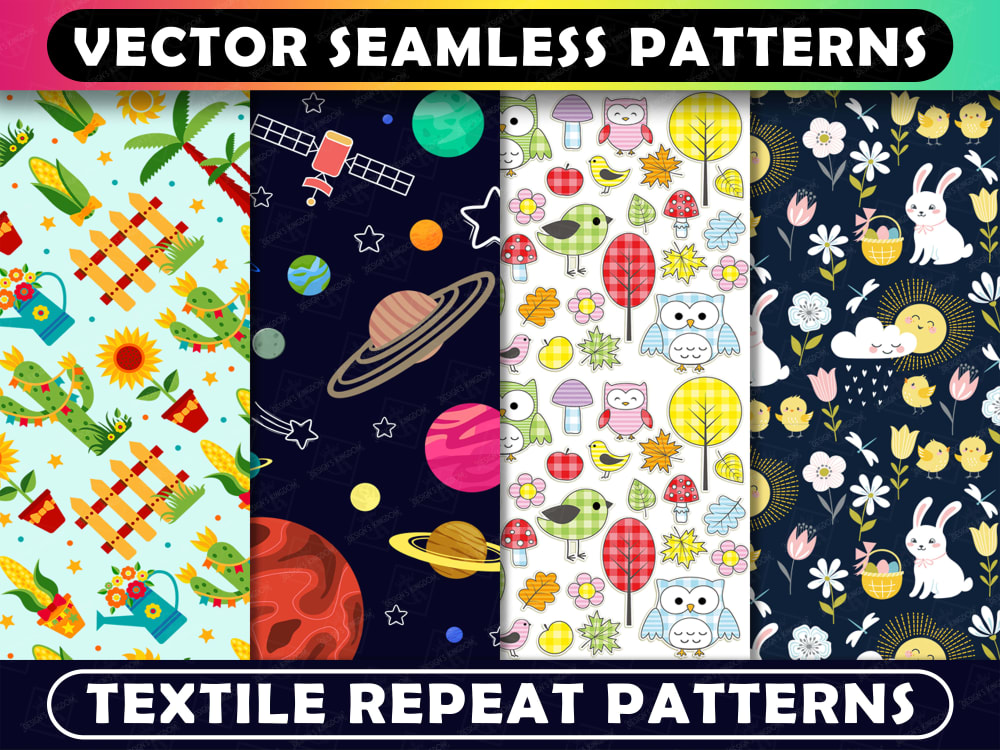 Seamless textile repeat pattern design for print fabric, wallpaper ...