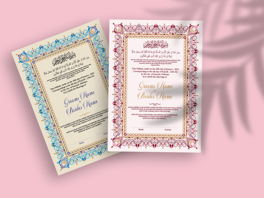 Customized nikahnama / nikah certificate | Upwork