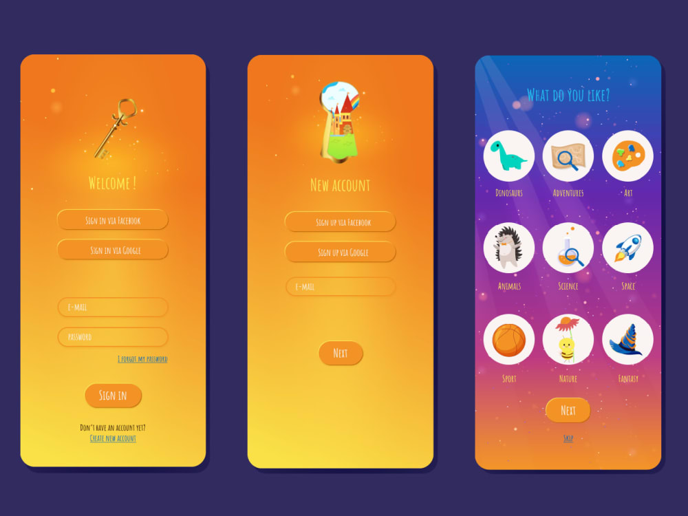 A mobile app UI UX design for android and ios | Upwork