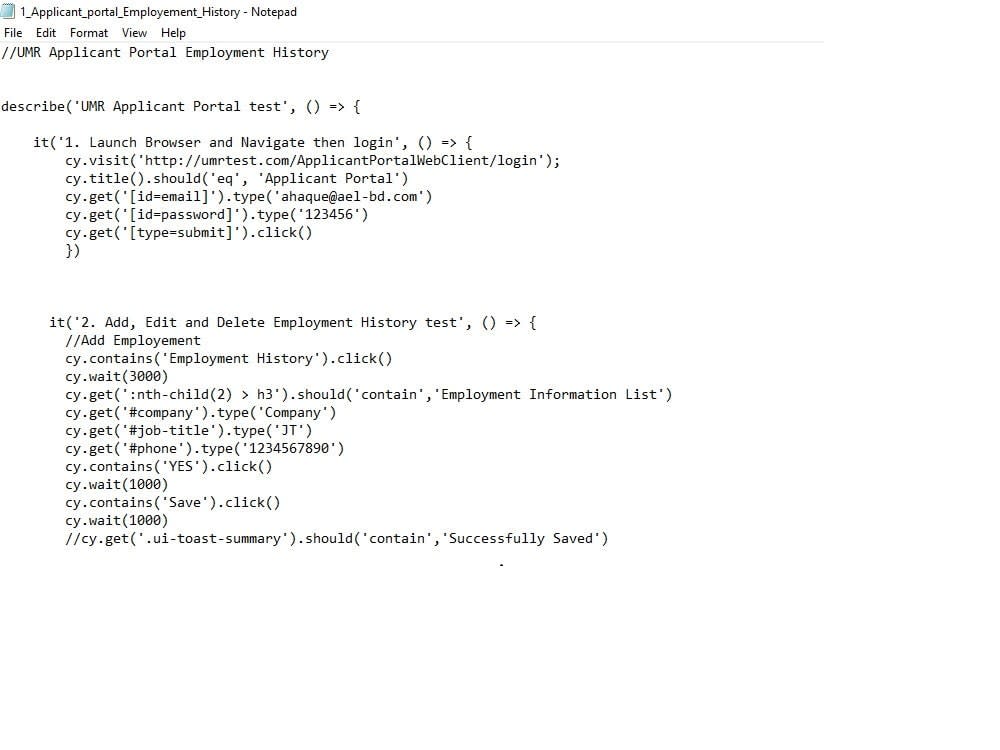 A Full Script Of Automation Testing Of Web Applications Written In