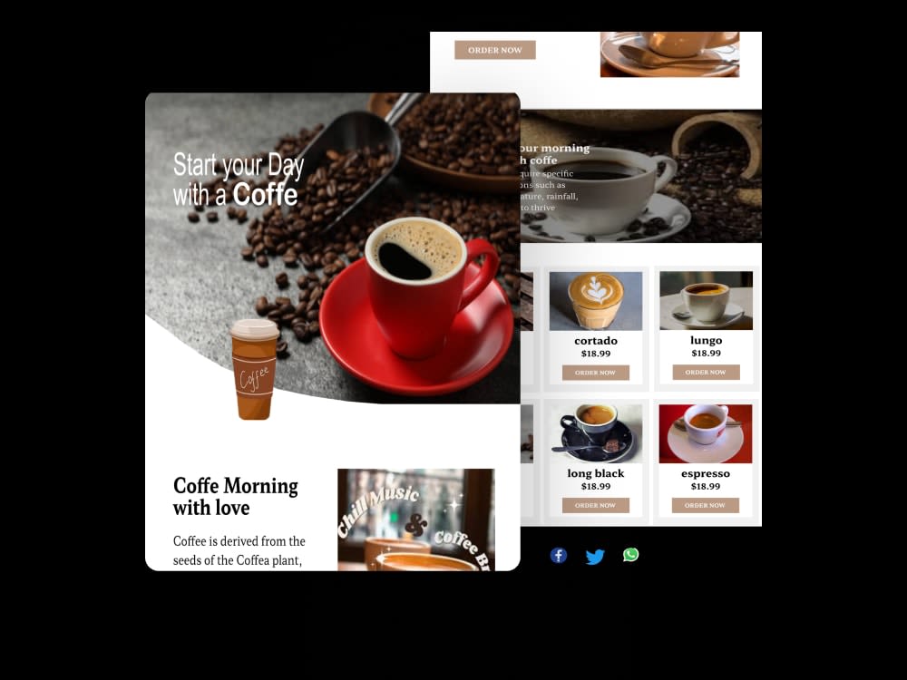 An amazing rendering interior restaurant, coffee shop Email template ...