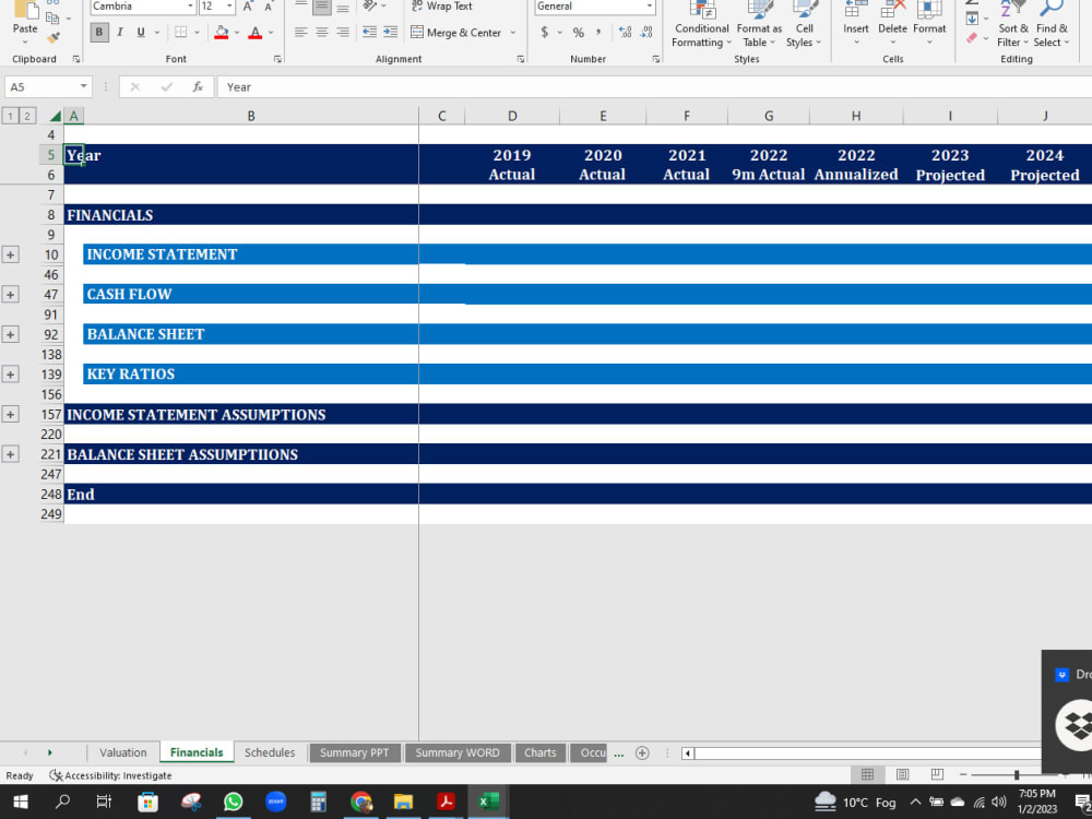 Custom crafted financial statements balance sheet profit and loss cash flow | Upwork