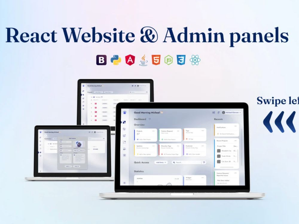 React website and admin panels | Upwork