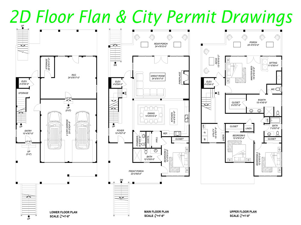 AutoCAD Permit Drawings for Floor Plan, Elevation, MEP drawings | Upwork
