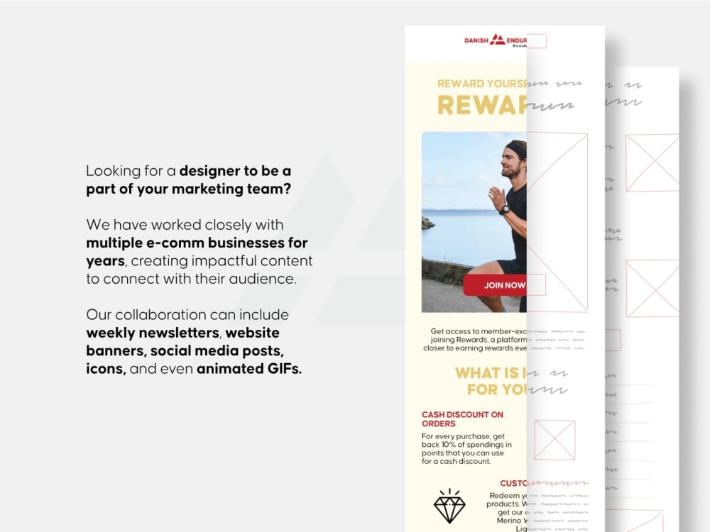 A newsletter design with an animated banner and catchy CTAs | Upwork