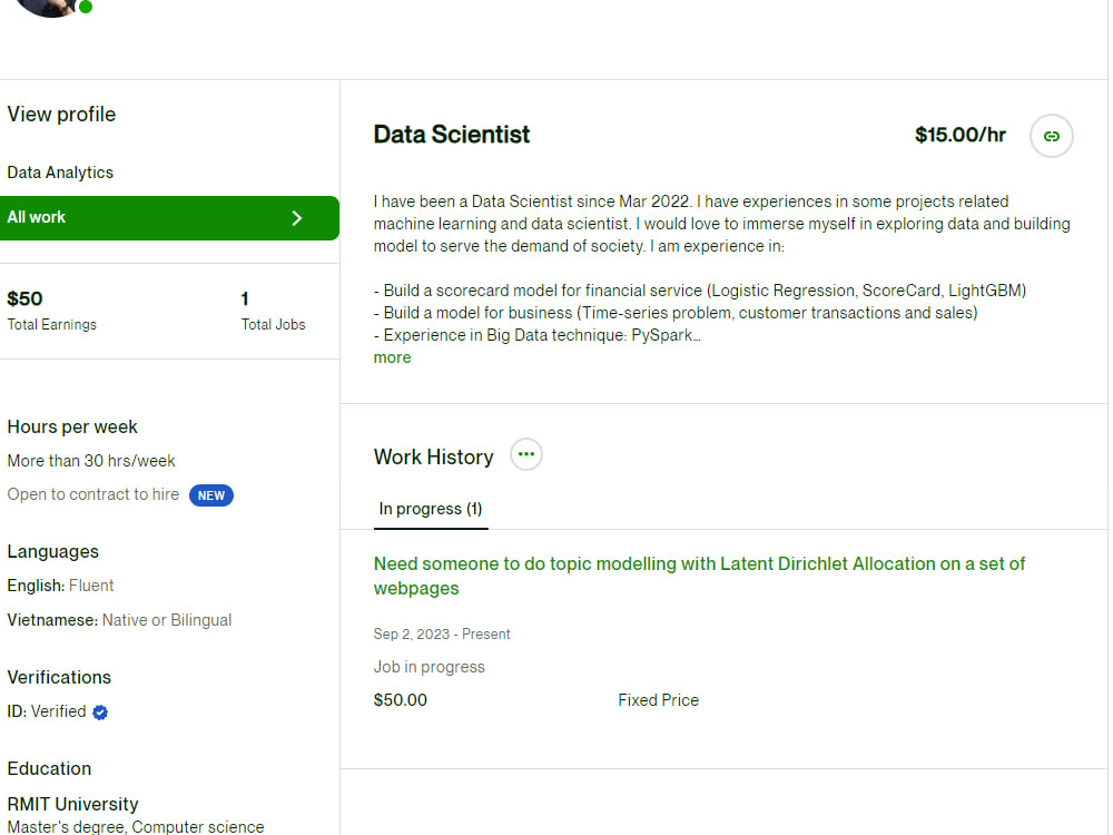 A Data Science/ Machine Learning / NLP project | Upwork