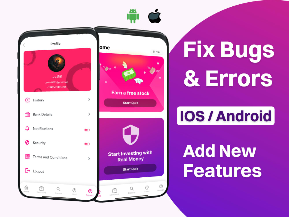 Fix issues and bugs, as well as add new features to cross-platform apps ...