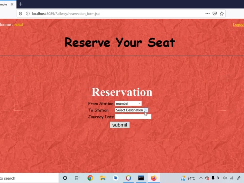 Railway reservation system project in Java web application | Upwork