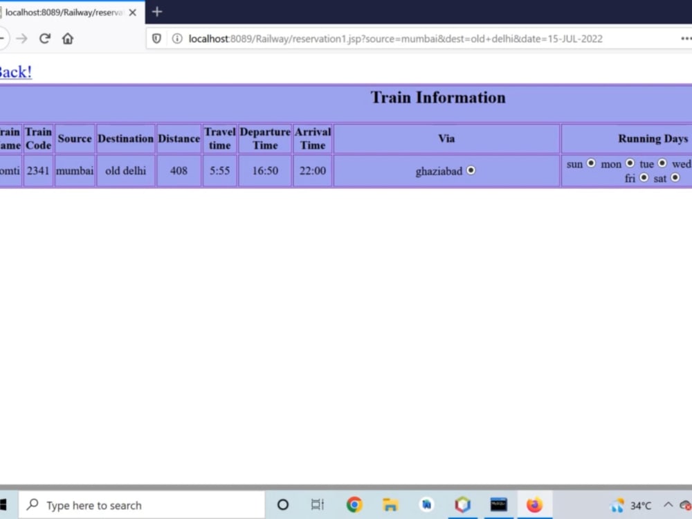 Railway reservation system project in Java web application | Upwork