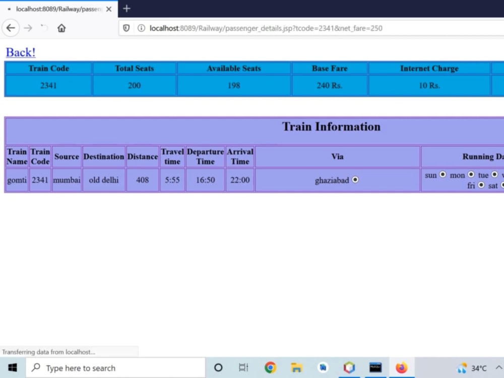 Railway reservation system project in Java web application | Upwork