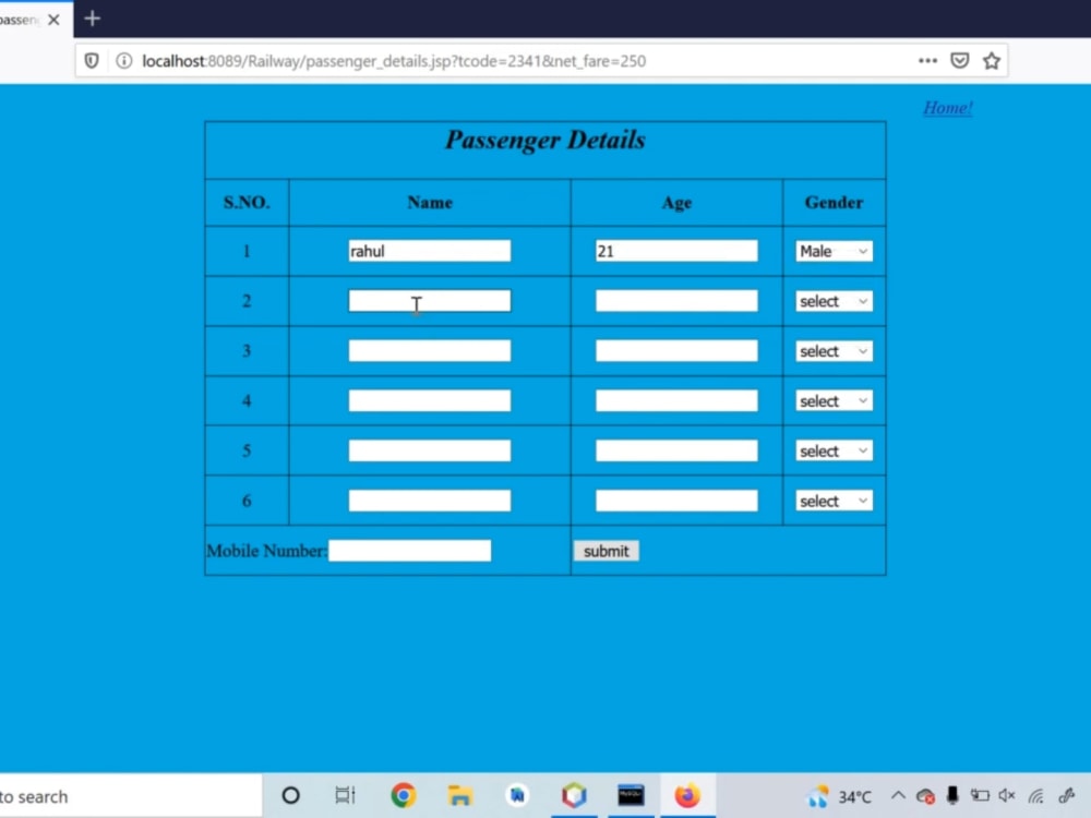 Railway reservation system project in Java web application | Upwork