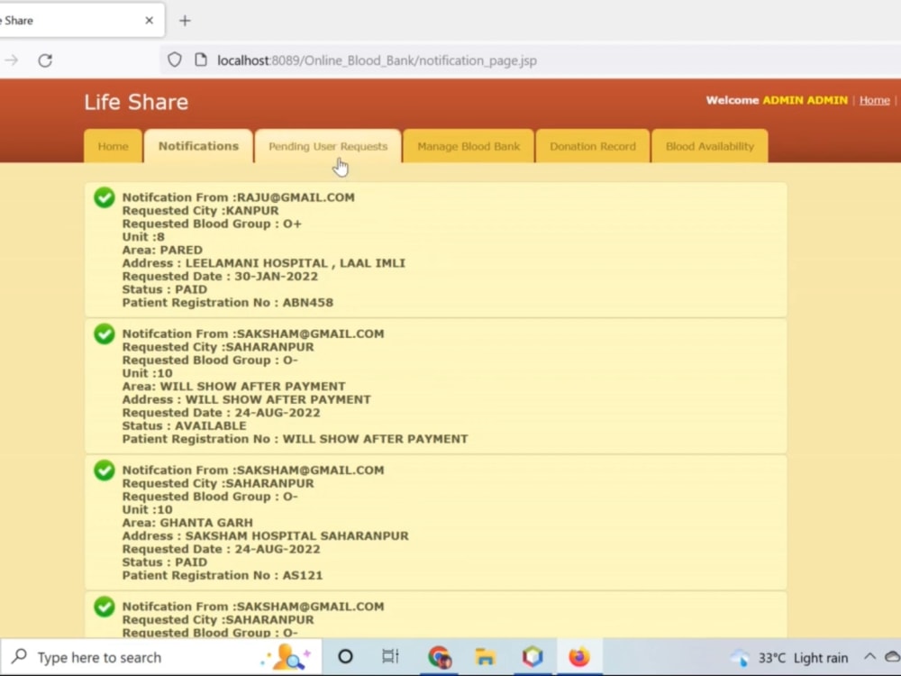 Blood bank management using java web application | Upwork