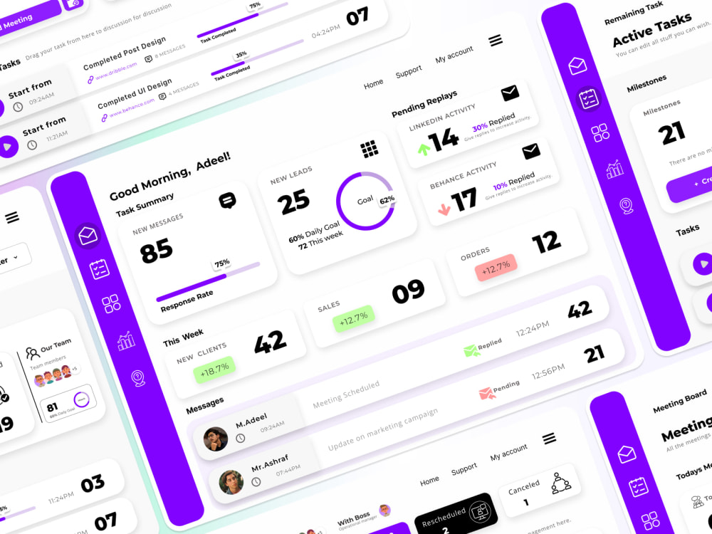 UI/UX | Dashboard UI Design | Web App | CRM & Admin Panel UI | Figma | Upwork