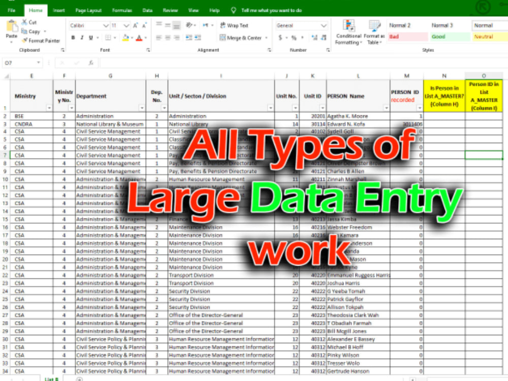 Accurate Excel Data Entry, Copy Paste Work, MS Excel Work, PDF to Excel ...