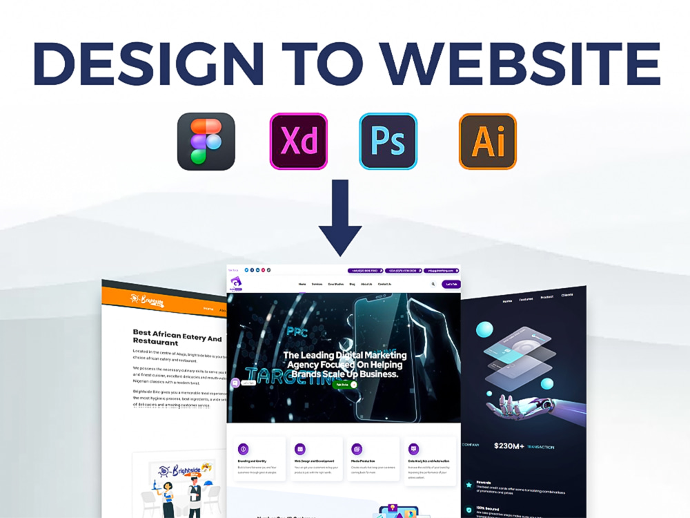 Designs(Figma, AdobeXD etc) converted into Frontend Website | Upwork
