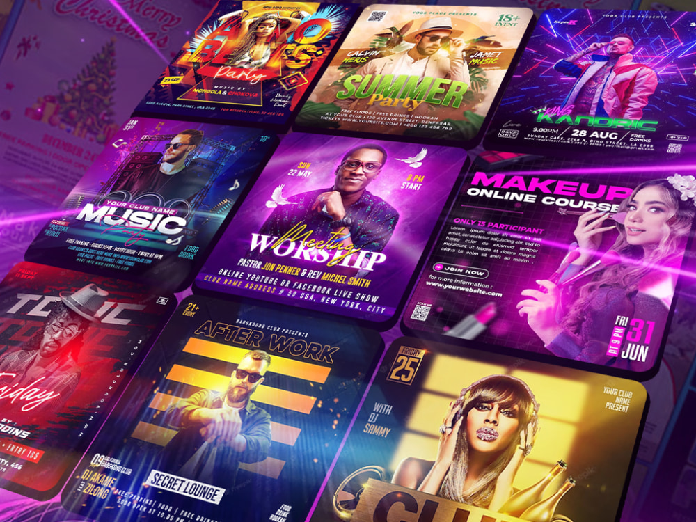 Animated party flyers with 3d effects | Upwork