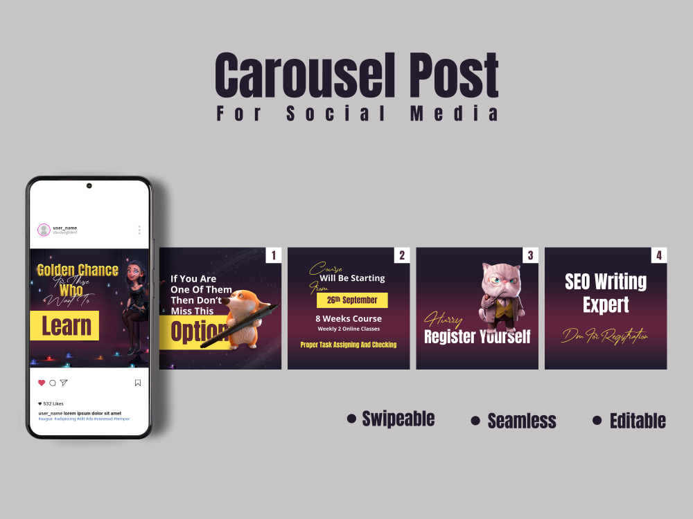 Creative Carousel Post For Instagram, Facebook and Linkedin | Upwork
