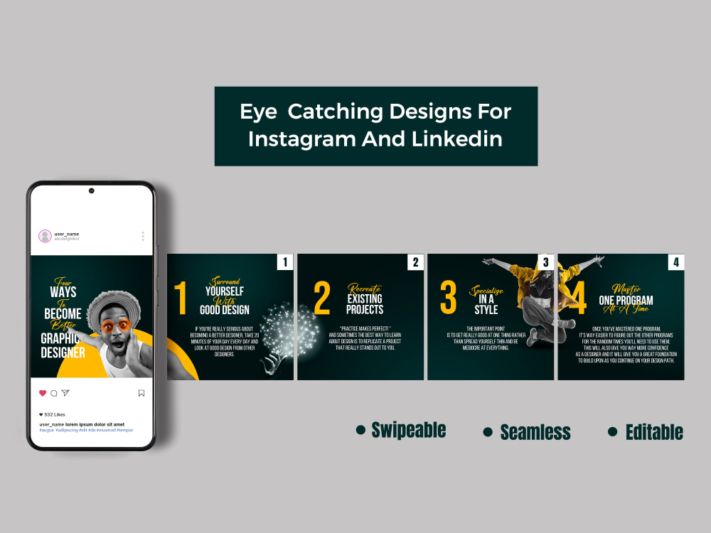Creative Carousel Post For Instagram, Facebook and Linkedin | Upwork
