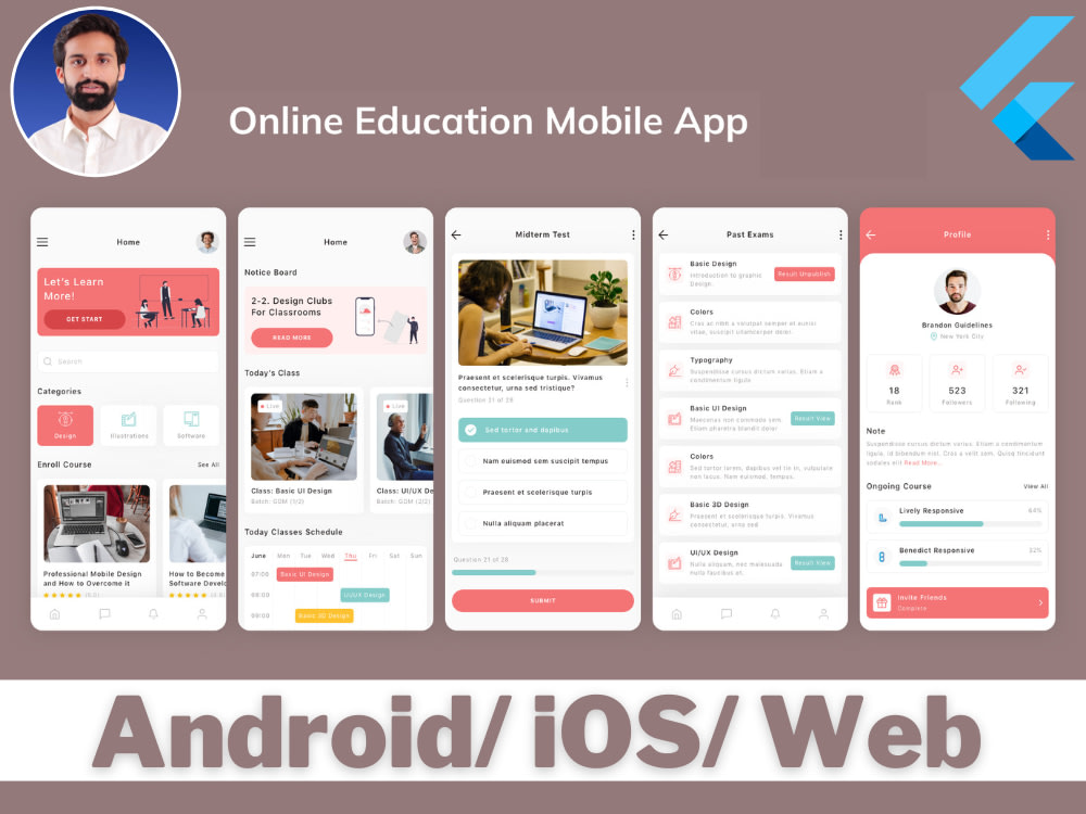 Education App | Flutter | Learn Online Course | Skills | Hybride Mobile App | Upwork